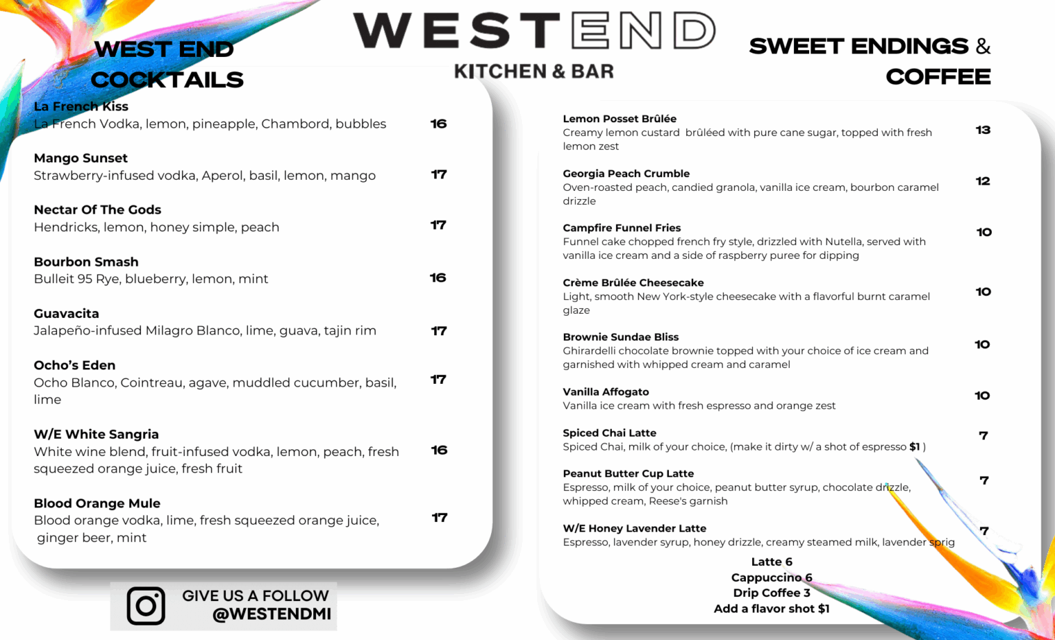 Our Menu – West End Kitchen & Bar